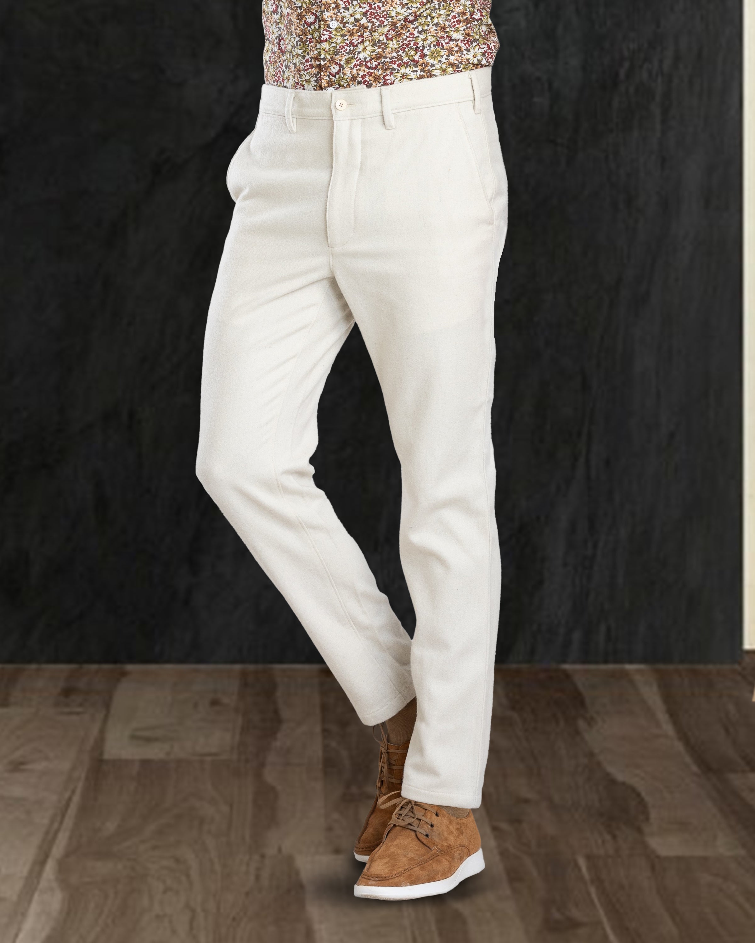 Custom Chino Pants for Men in Cream Wool – Luxire Custom Clothing